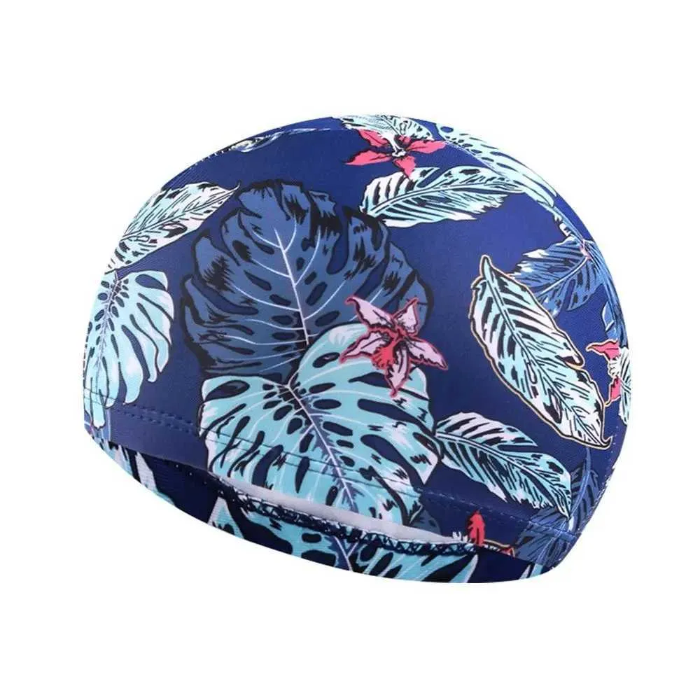DHgate.com:Stylish Floral Printed Elastic Long-Hair Swim Cap for Men ...