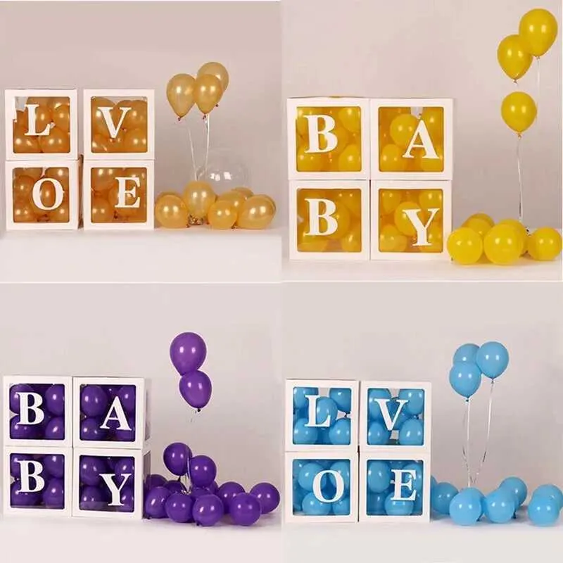 Transparent Letter Balloon Box Baby Shower Decorations Happy Birthday ...