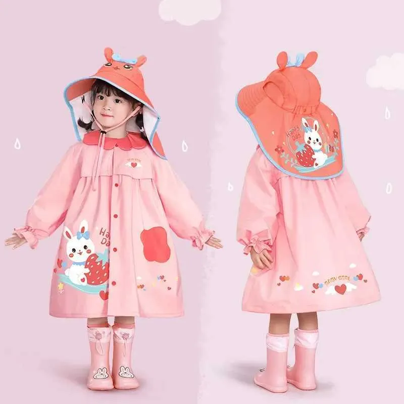 Kids Rabbit Raincoat - Cartoon Rain Poncho with Hood, Lightweight Rain ...