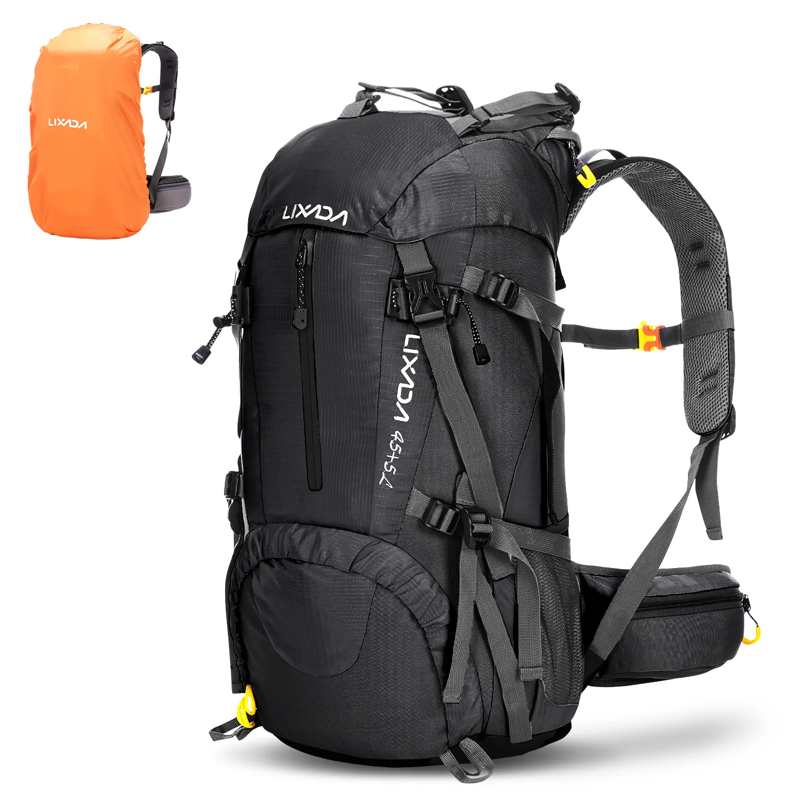 50L Waterproof Hiking Rucksack Travel Bag with Rain Cover - Large ...
