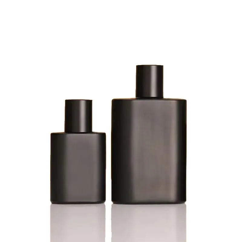 Matte Black Glass Blank Cologne Bottle Wholesale Flat Square Fine Mist ...