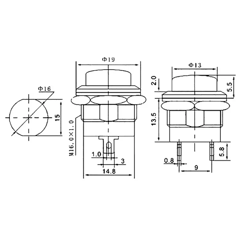 16mm Anti-Vandal 3A Push Button Switch, IP65 Waterproof, LED ...