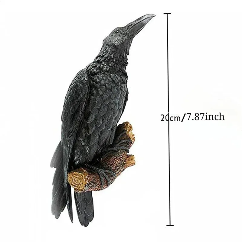 Fake Raven Resin Statue Bird Crow Sculpture Outdoor Crows Halloween ...