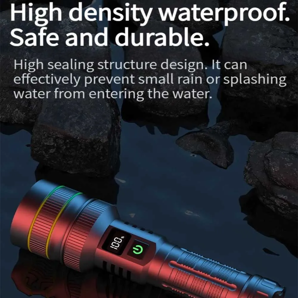 Ultra Long Range LED Flashlight: C-Type Rechargeable, High Lumen ...