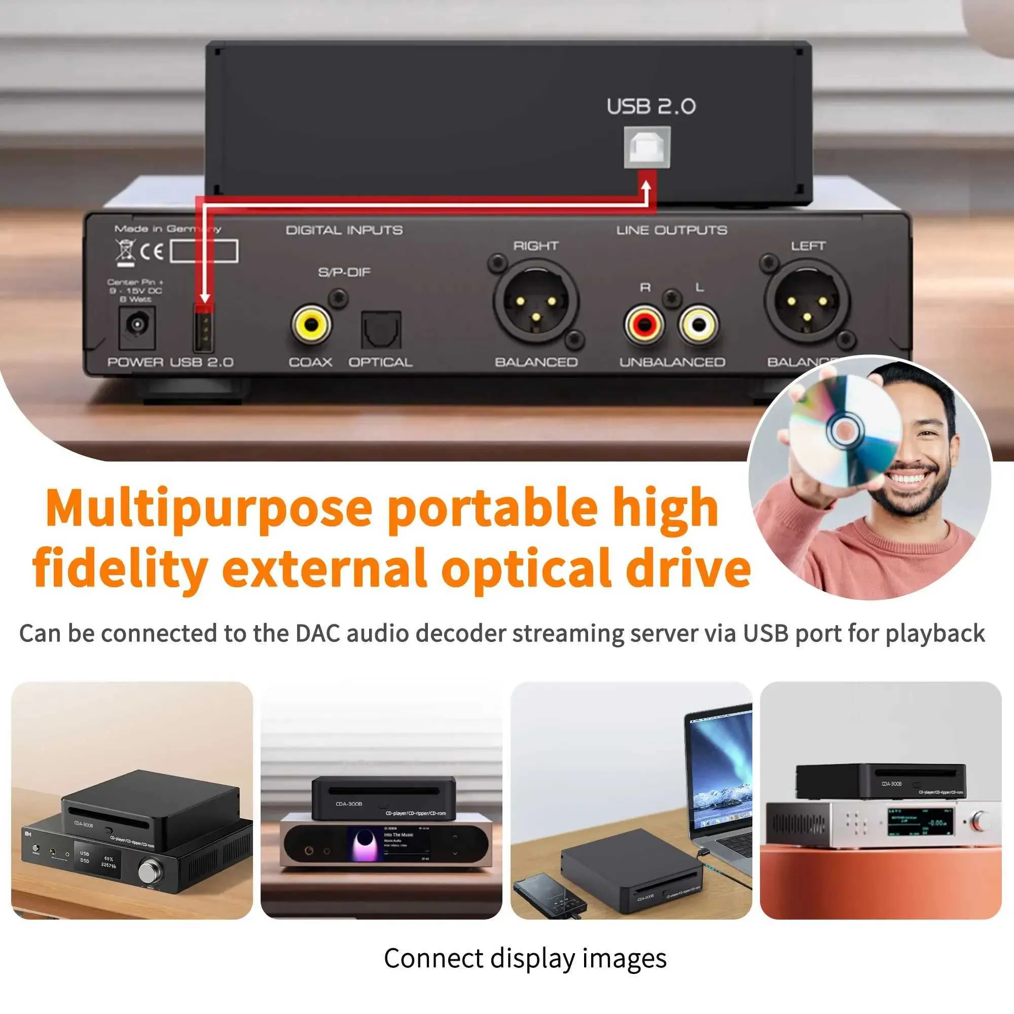 Lossless HIFI CD Player - Thermal Grade, Bluetooth, Ripper ROM, Track Grabbing Optical Drive for ...