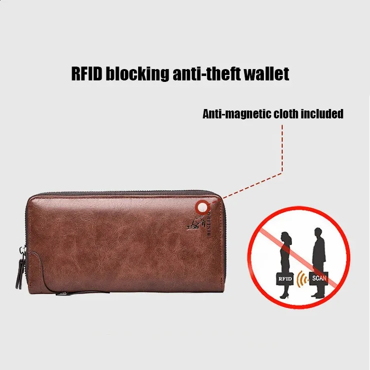 Mens Large Wallets Long Bifold Wallet With Zipper, Premium PU Leather ...