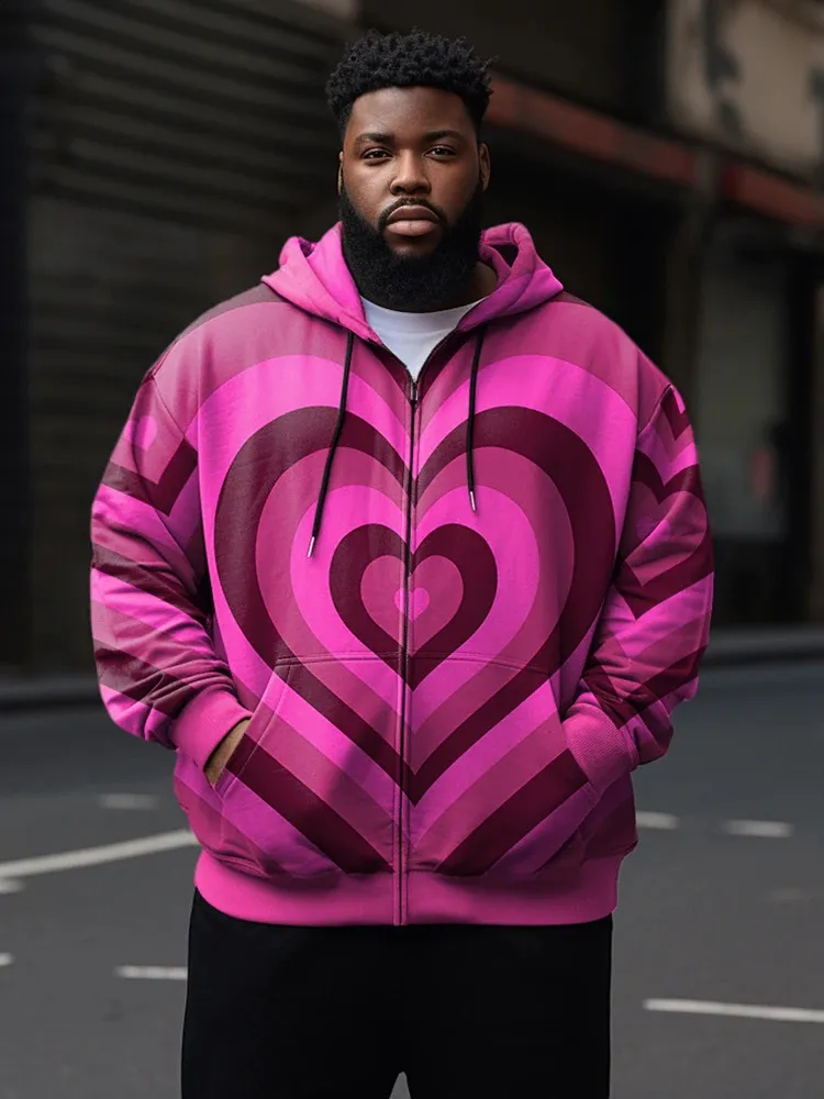 ZOOY Pink Butterfly Zip Hoodie fleece jacket for Men - Plus ZOOY Pink Butterfly Zip Hoodie fleece jacket for Men - Plus