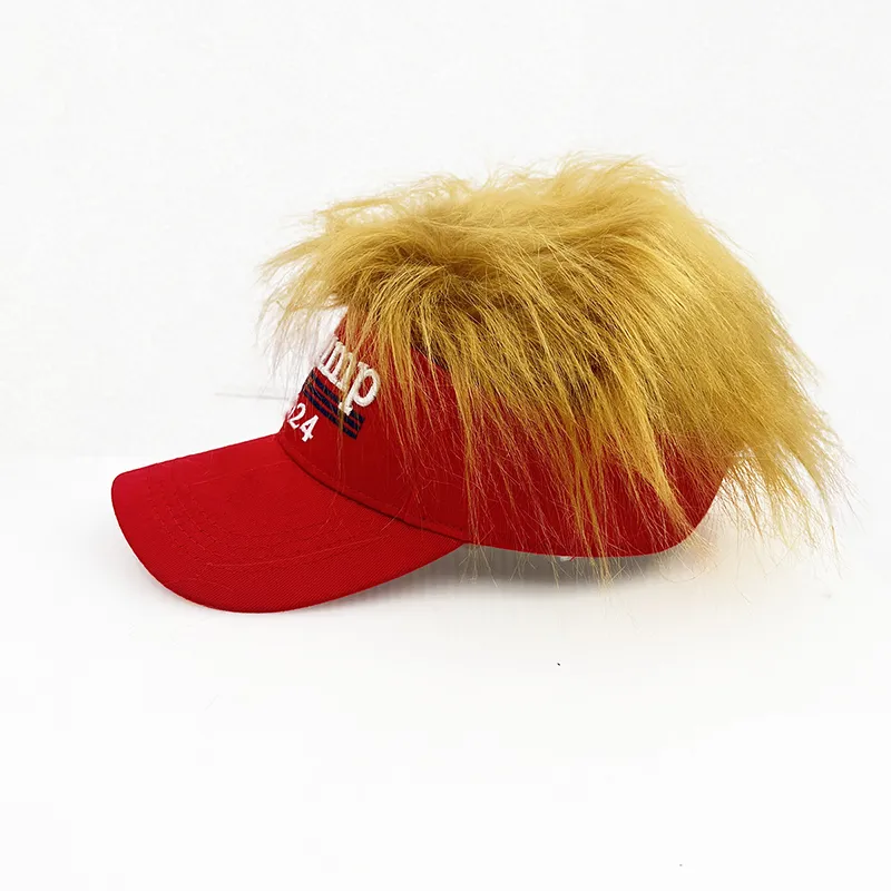 DHgate.com:2024 Trump Wig Hat Adjustable Yellow Hair MAGA Election ...