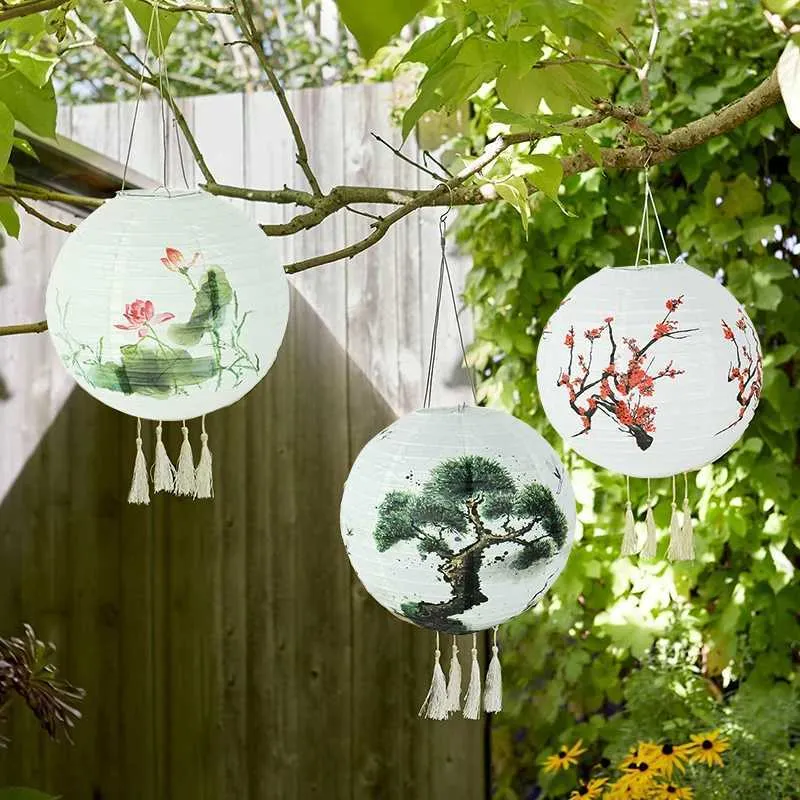 Elegant Plum Blossom Paper Lantern - 30cm Chinese Style for ...