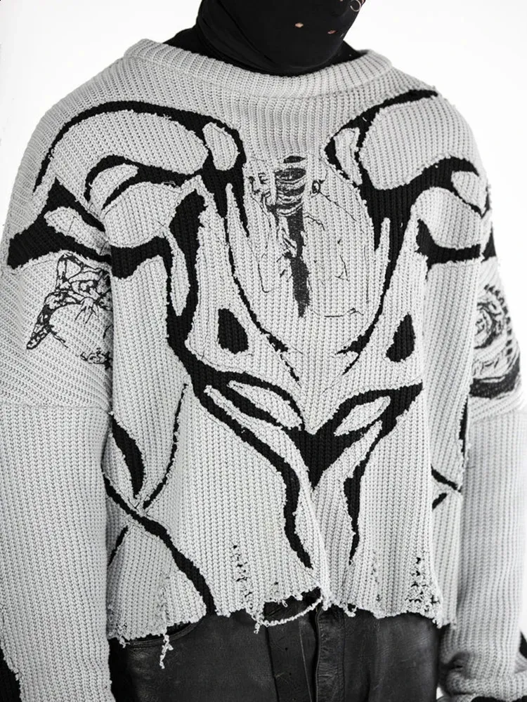 Ecological Village Y2K Black And White Puller Chunky Oversized Sweater ...
