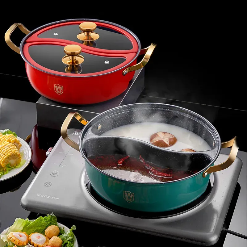 Dual Chamber Stainless Steel Soup Pot with Lid - Induction Ready ...