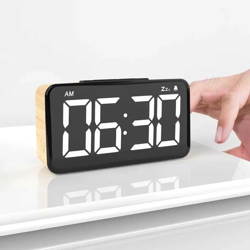 Contemporary LED Digital Wooden clock alarm clock...