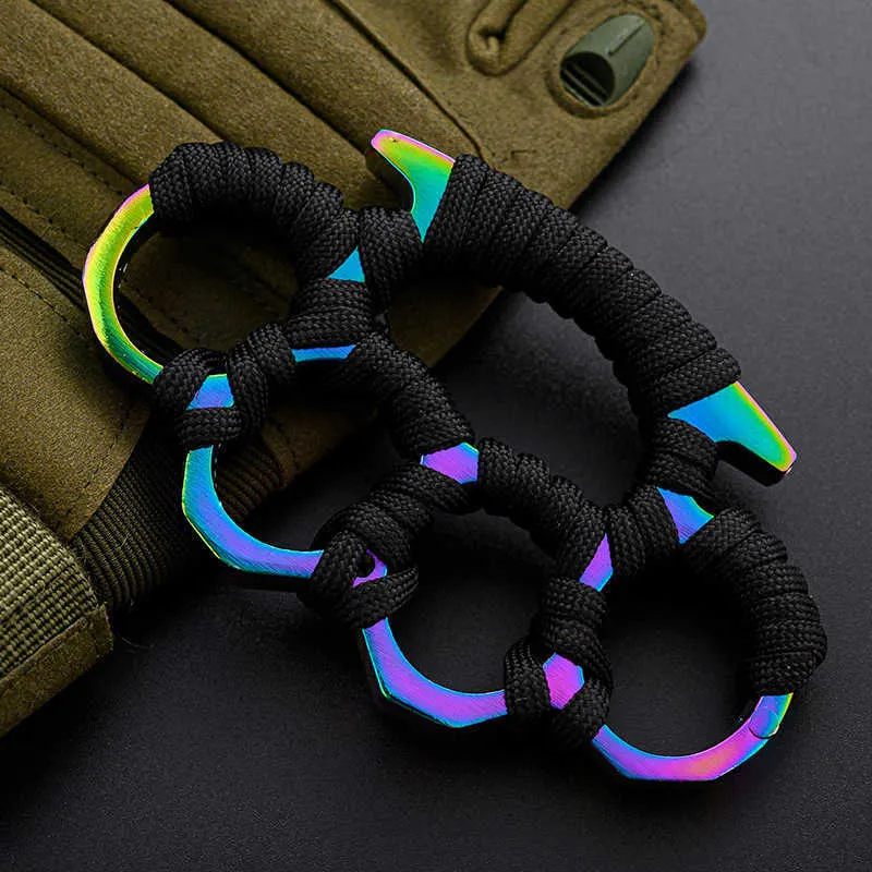 Brass Knuckles Self Defense Tool Thick Rope Binding, Four Finger Buckle ...
