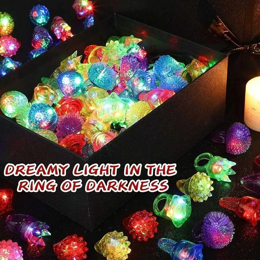 Y240817 LED Finger Lights Soft Rubber Flashing Rings For Kids Colorful ...