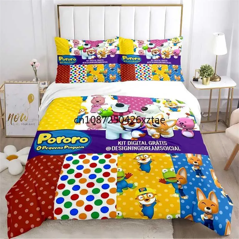 Pororo Little Penguin Cartoon Cover Set Out Printed Bedding For Boys ...