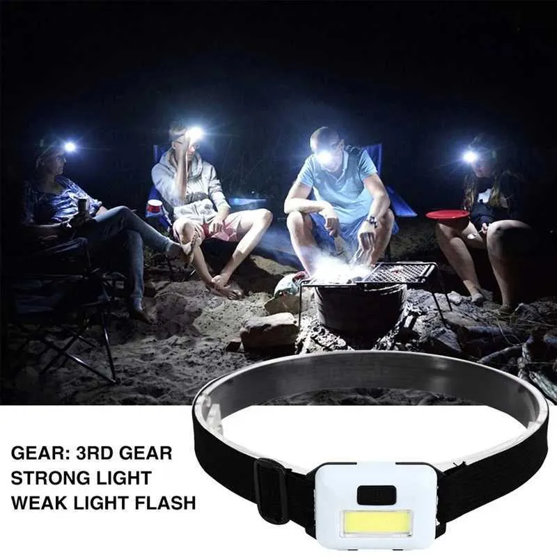 Mini Headlight COB LED Headlamp 3 Modes Waterproof Headlight Head ...