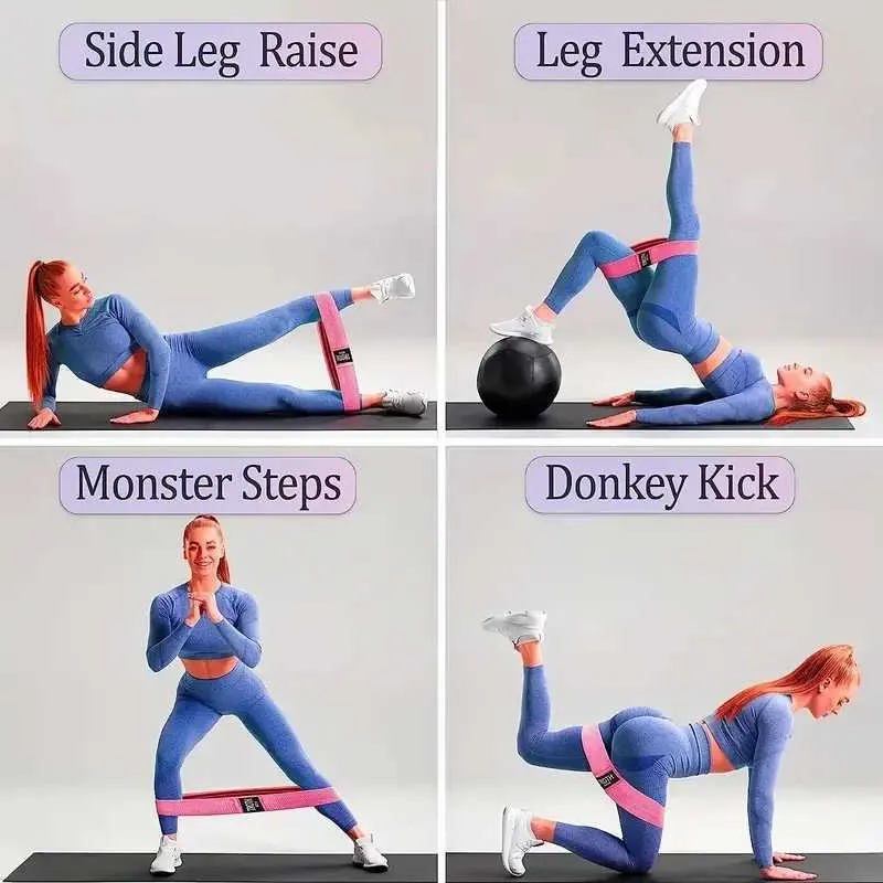 3 Pack Resistance Bands for Legs & Booty - Pilates, Yoga, Stretching ...
