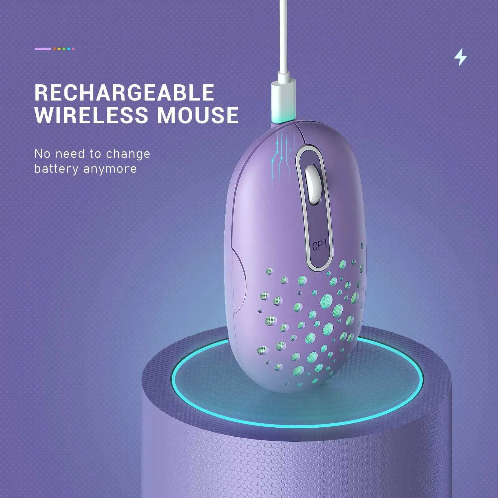 Jelly Comb Wireless Mouse Rechargeable Ergonomic USB Mouse Slim ...
