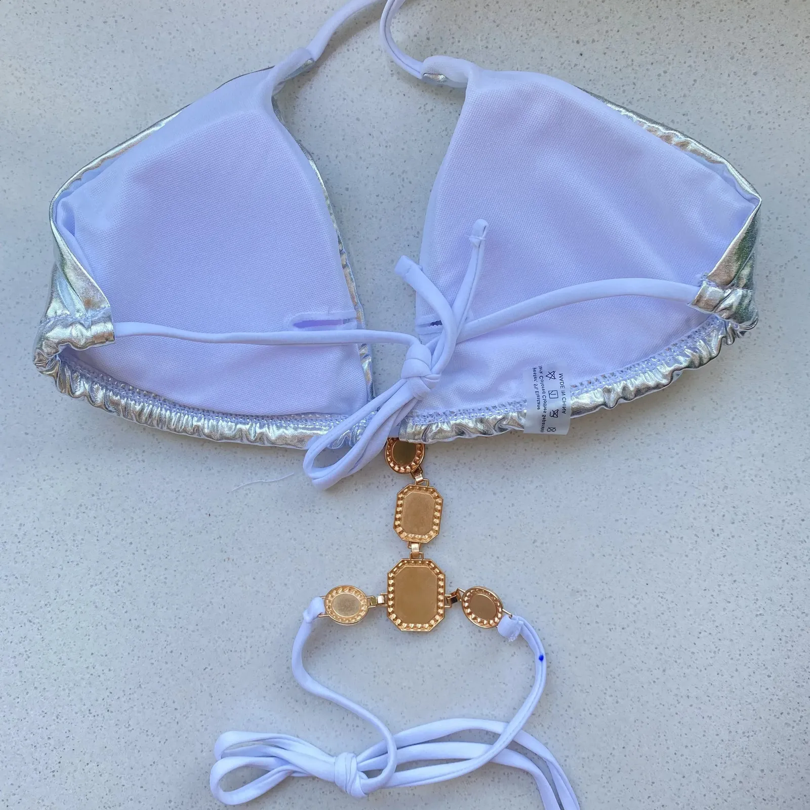 Sexy Rhinestone Bikini Women Brazilian Swimwear Thong Swimsuit Metallic ...