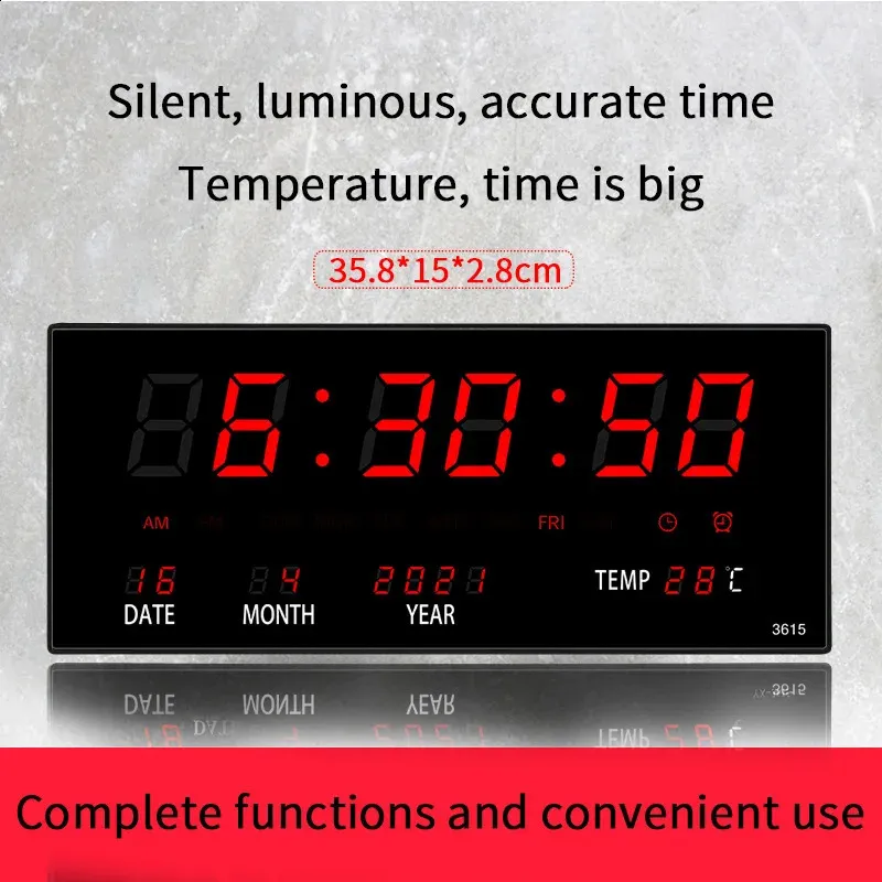 Large Digital Wall Clock with Temperature & Date - 10 Inch Display ...