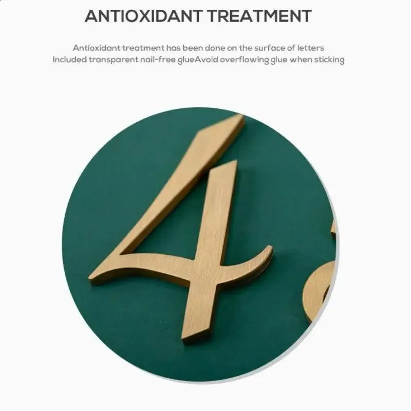 Modern Brass House Numbers Stickers For Apartment Metal Self Adhesive ...