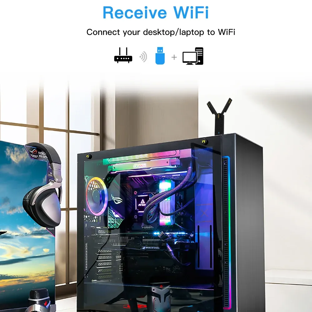 5GHz USB WiFi Adapter Fenvi AX5400 Tri Band Wi Fi Dongle Mit Hoher Gewinnantenne Von 17,54 ...