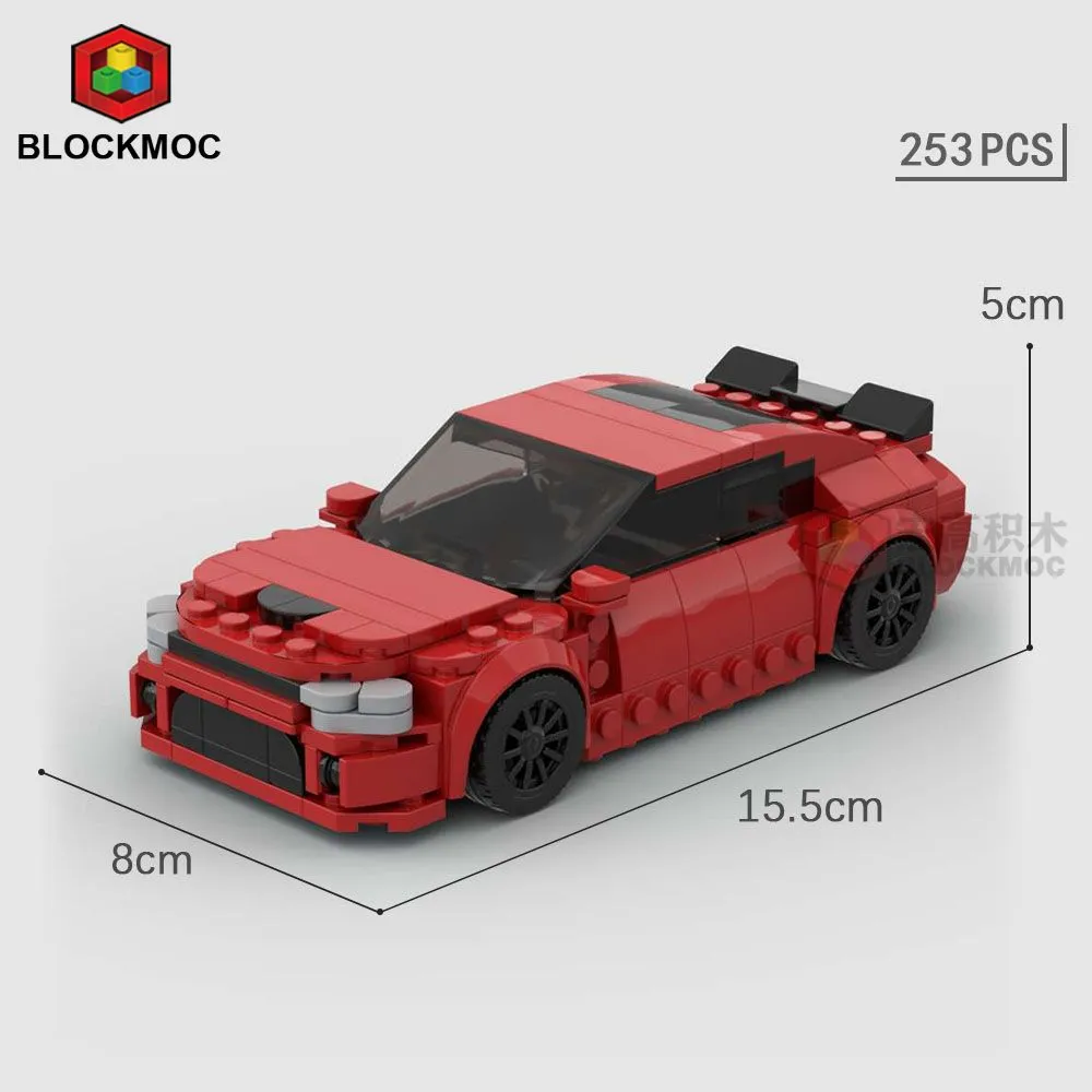 Red MOC Bricks Dodger Racing Sports Car Building Blocks Technical ...