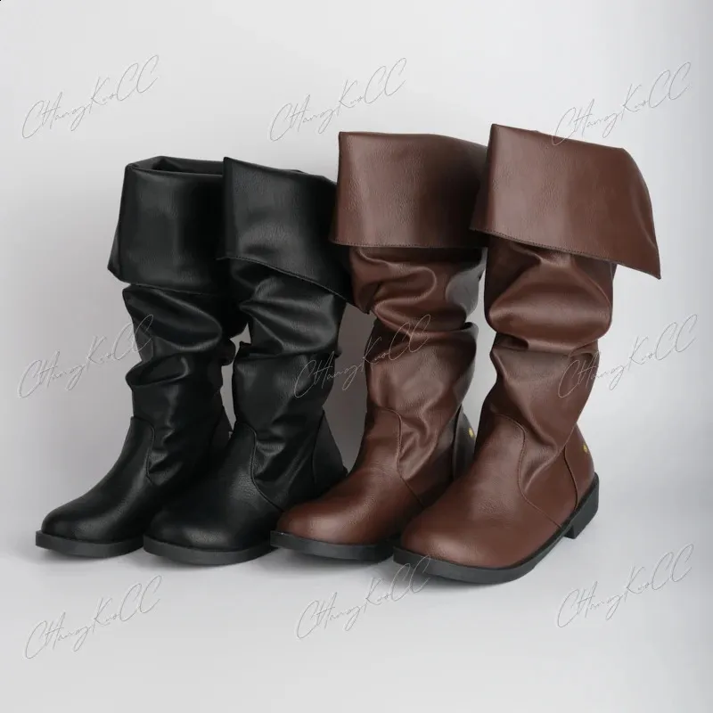 Men's Leather Medieval Pirate Boots Viking Rapp Nordic Renaissance ...