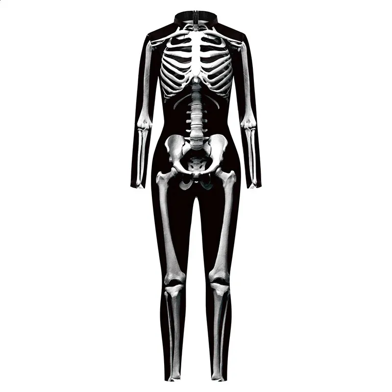 3D Printed Skeleton Cosplay Jumpsuits For Women Tight Fitting Halloween ...