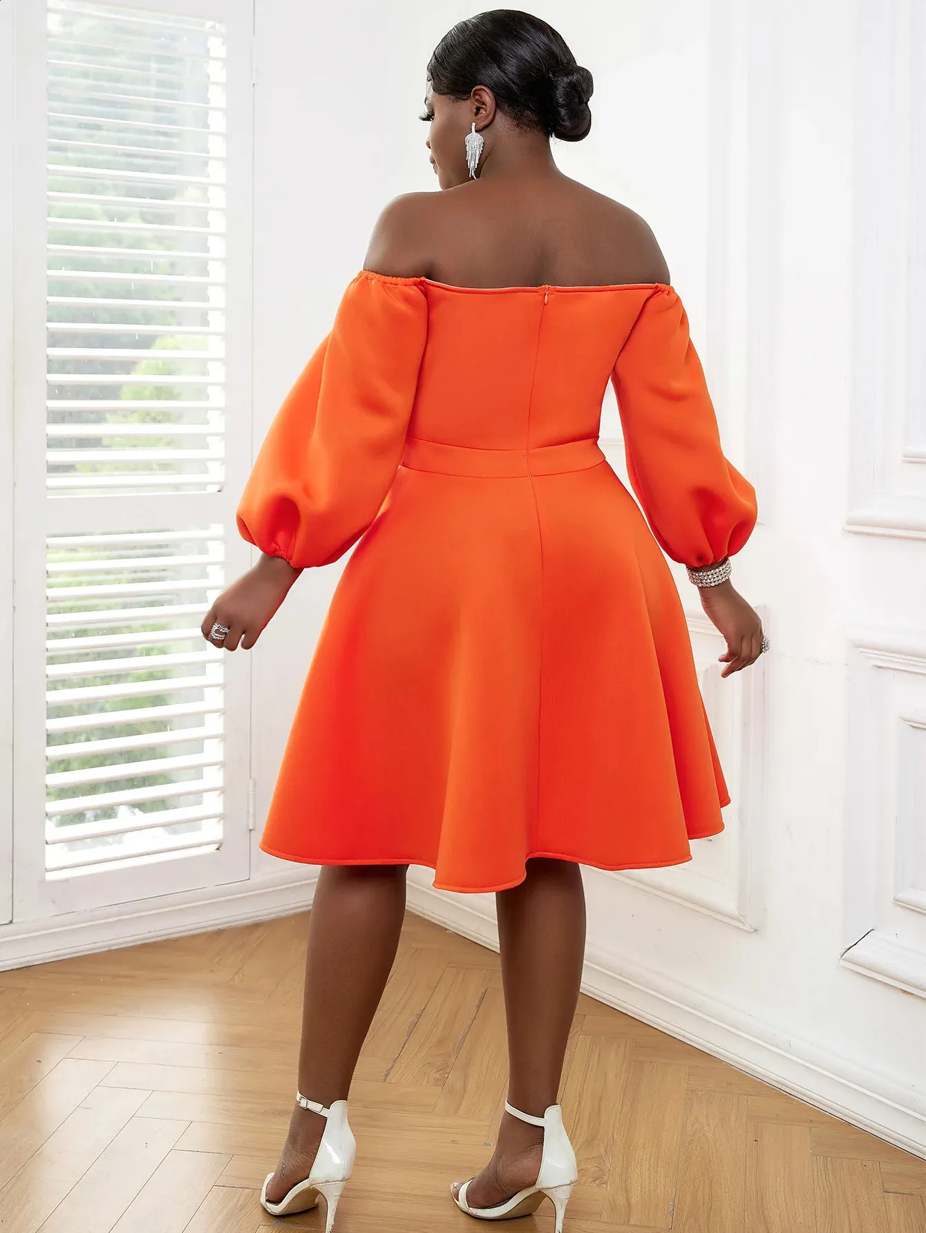 Vestido De Pelota De Una Línea De Color Anaranjada De Talla Grande Para ...