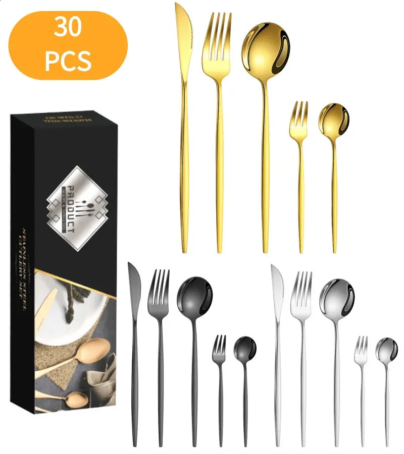 Premium 30-Piece Stainless Steel Cutlery Set - Portuguese Design ...