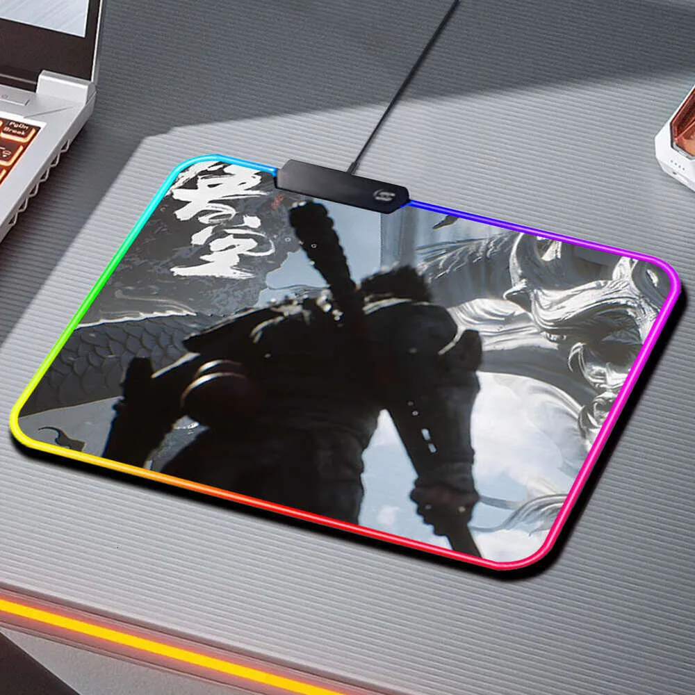 Black Myth WuKong Non Slip LED Mouse Azeron Gaming Pad Large Waterproof ...