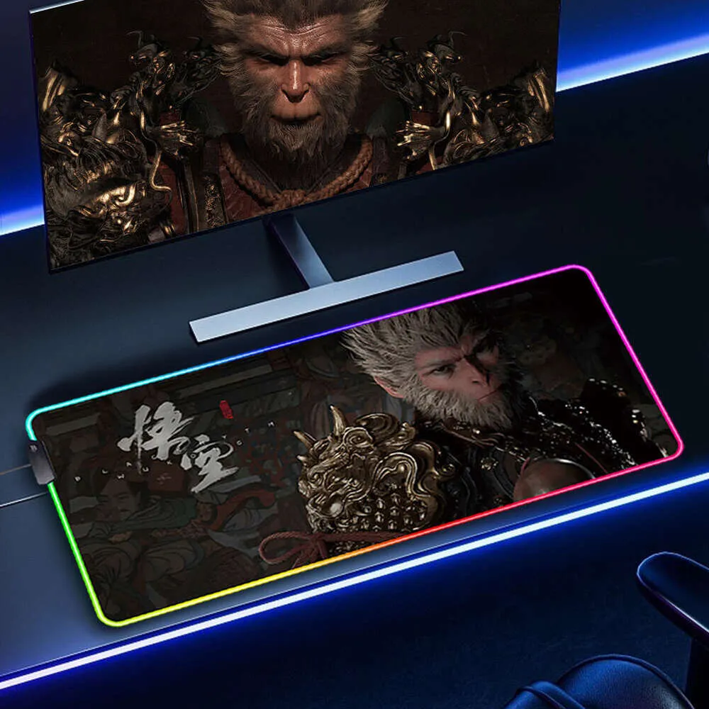 Black Myth WuKong Non Slip LED Mouse Azeron Gaming Pad Large Waterproof ...