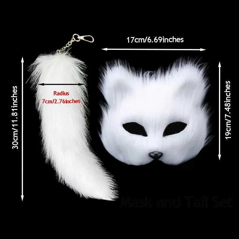 Animal Masquerade Masks Realistic Furry Fox Face Mask, Half Face Style ...