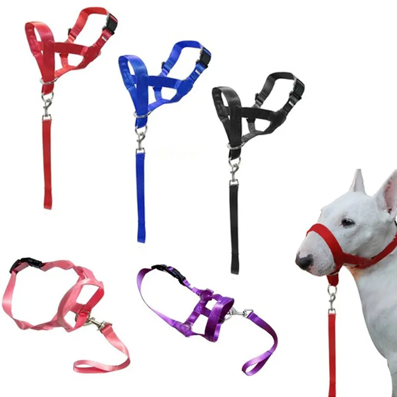 Nylon Dog Halter Training Head Collar - Gentle Leader Harness with ...