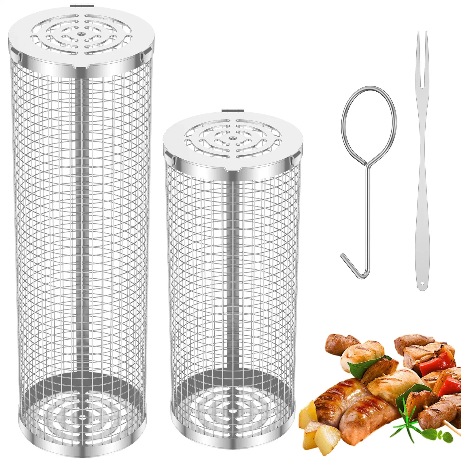 Circular Rotating Basket Stainless Steel Mesh Washable Grill Oven ...