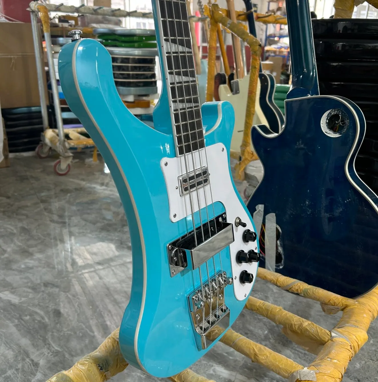 Rickenback Custom Electric Guitar: Basswood Body, Sky Blue Color ...