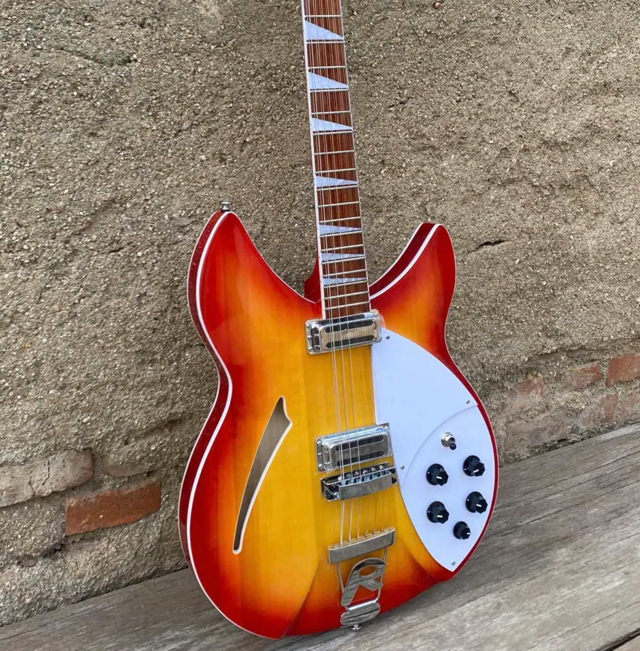 Custom 12 String Semi Hollow Body Electric Guitar Cherry Burst 360 ...