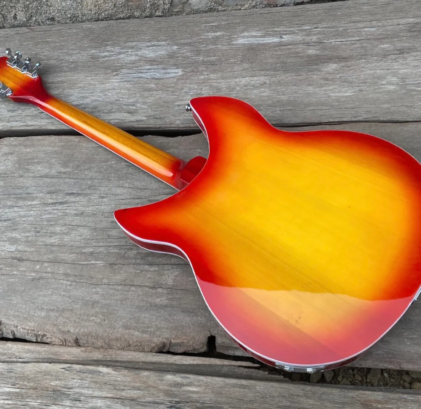 Custom 12 String Semi Hollow Body Electric Guitar Cherry Burst 360 ...