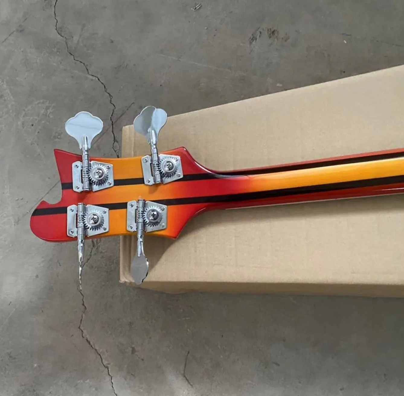 Custom Neck Thru Body Left Handed Electric Bass Guitar, 4 String Cherry ...