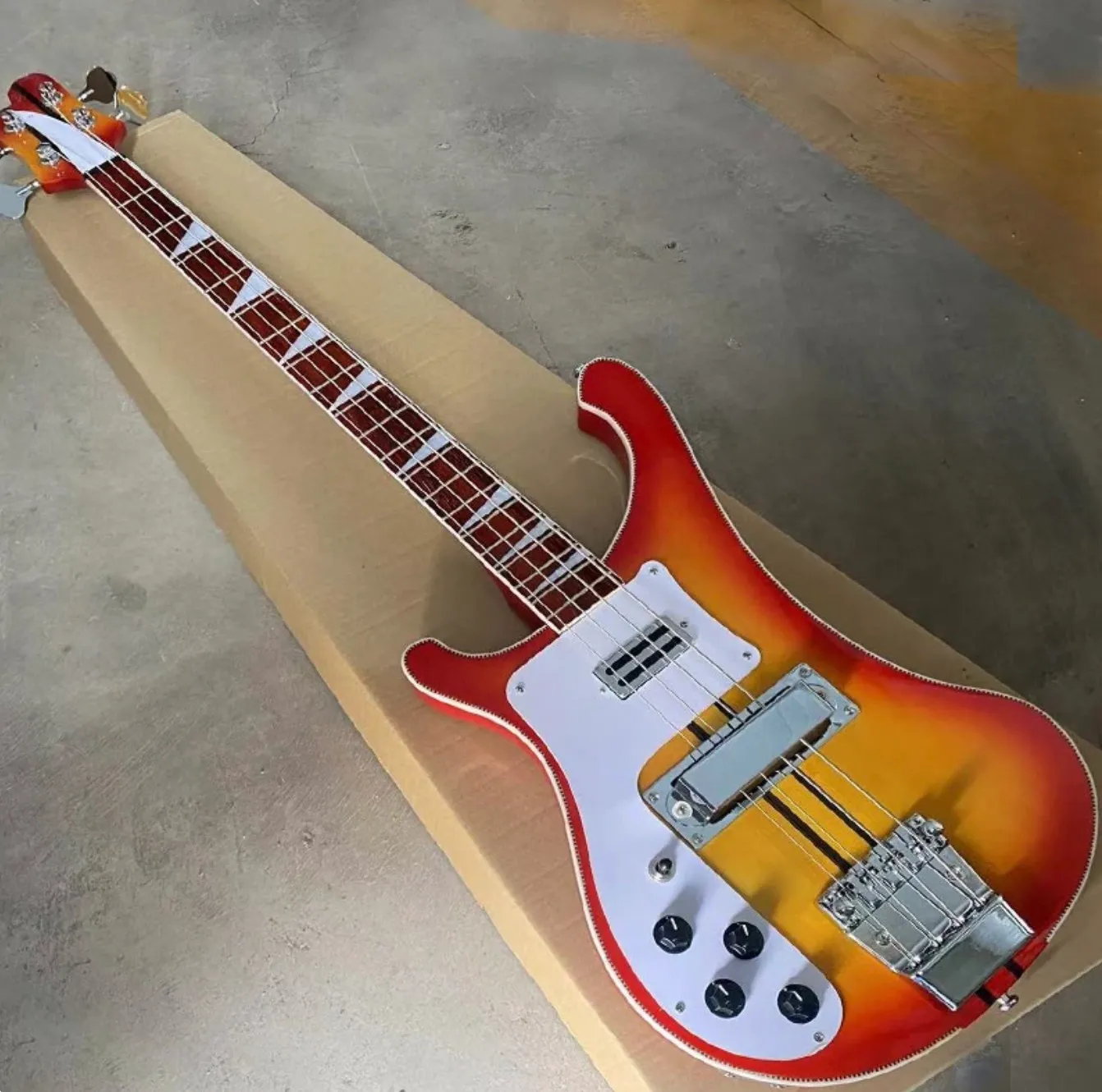 Custom Neck Thru Body Left Handed Electric Bass Guitar, 4 String Cherry ...