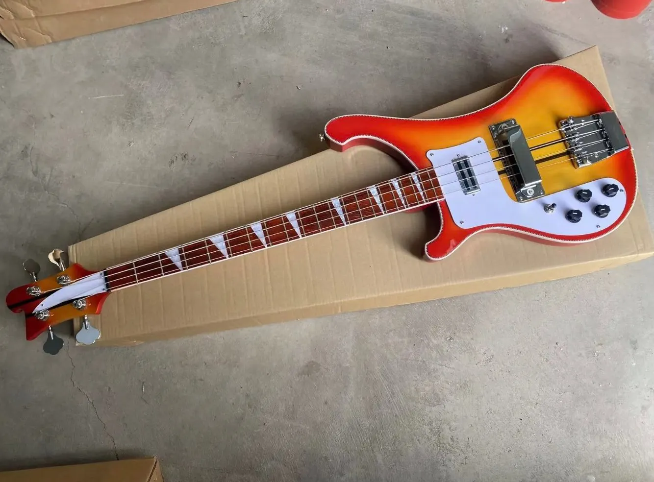 Custom Neck Thru Body Left Handed Electric Bass Guitar, 4 String Cherry ...