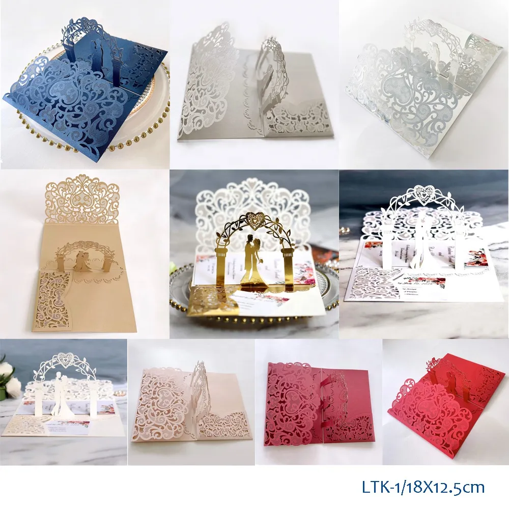 Handmade Wedding Invitation Cards Exquisite Paper Art Pocket Fold ...