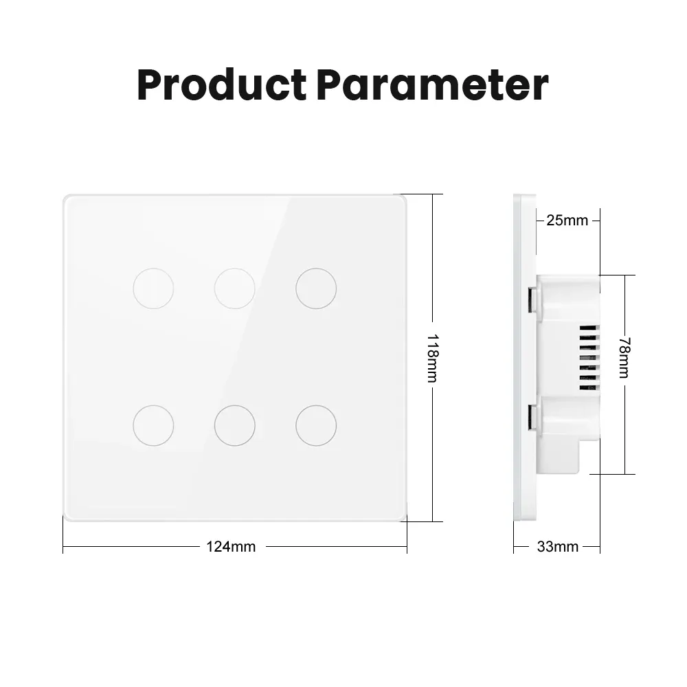 Smart WiFi Light Switch - 4/6 Gang Touch Panel, App Remote Control ...