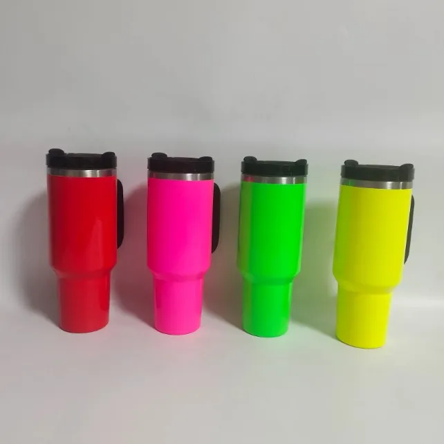 Colored Tumblers: 40oz Insulated Travel Mugs In Neon Spring Colors ...