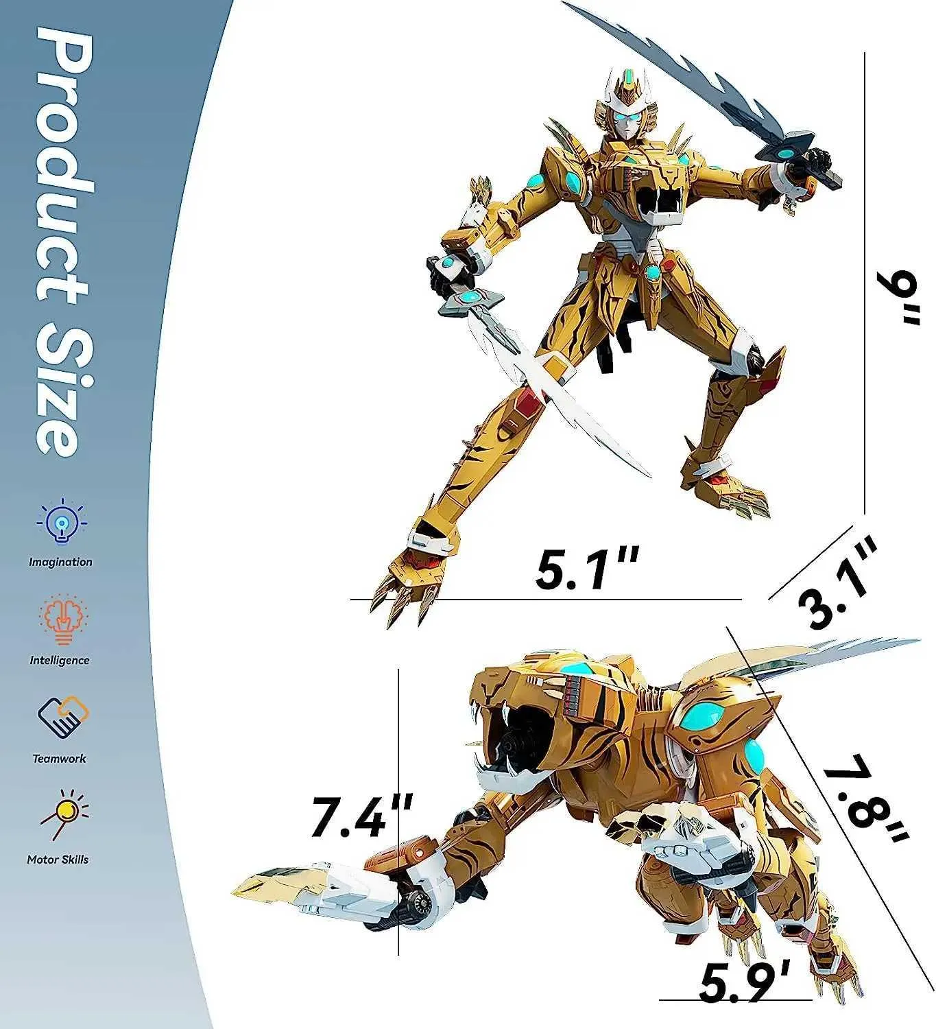 Transforming Animal Robot Toys: Leopard & Tiger Robot Action Figures ...