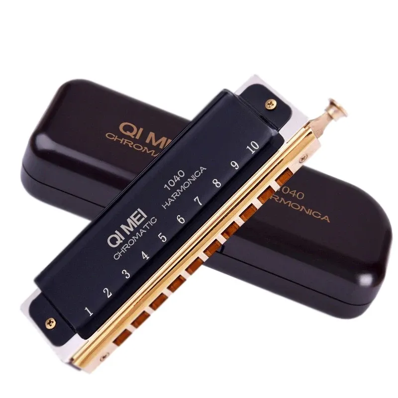Qimei Chromatic Harmonica, 10 Holes, 40 Tones, Key Of C, Square ...