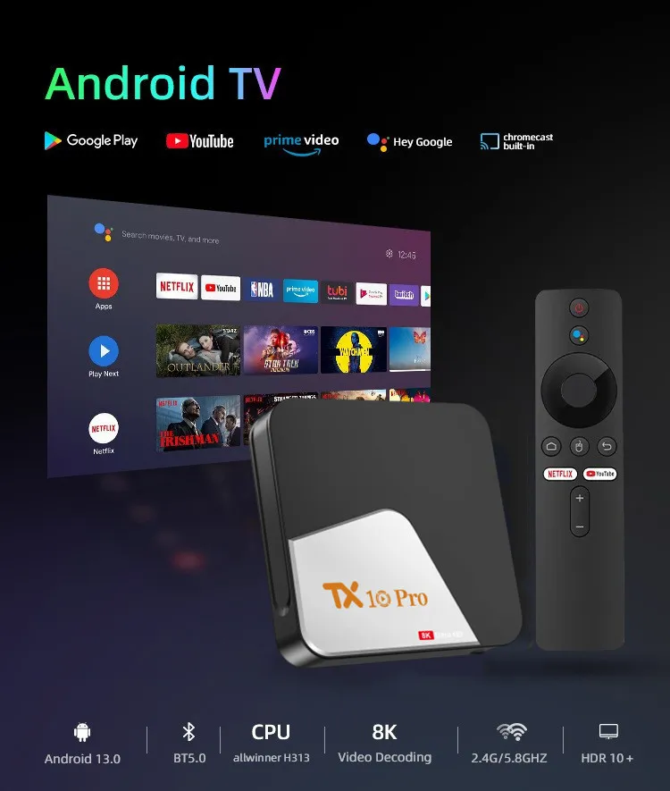 Android TV Box TX10 Pro: 8K Smart TV Box With Android 13, 2GB/16GB ...