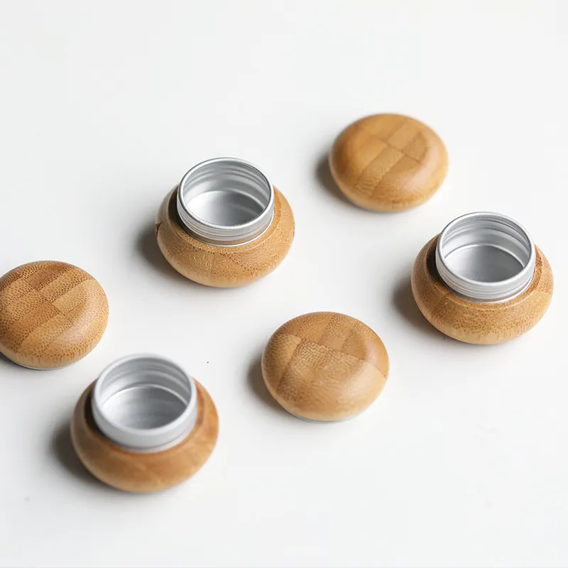 5g Eco-Friendly Bamboo Jar Set - Mini Cosmetic Containers with Aluminum ...