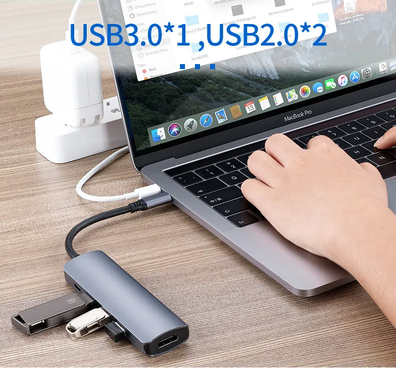 DHgate.com:Multifunctional Adapter 5 in 1 USB-C Hub 0302GR support USB ...